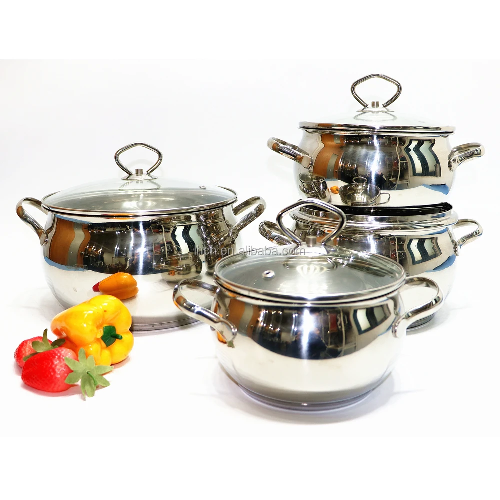 10 PCS Stainless Steel Apple Belly Shaped Cookware Set