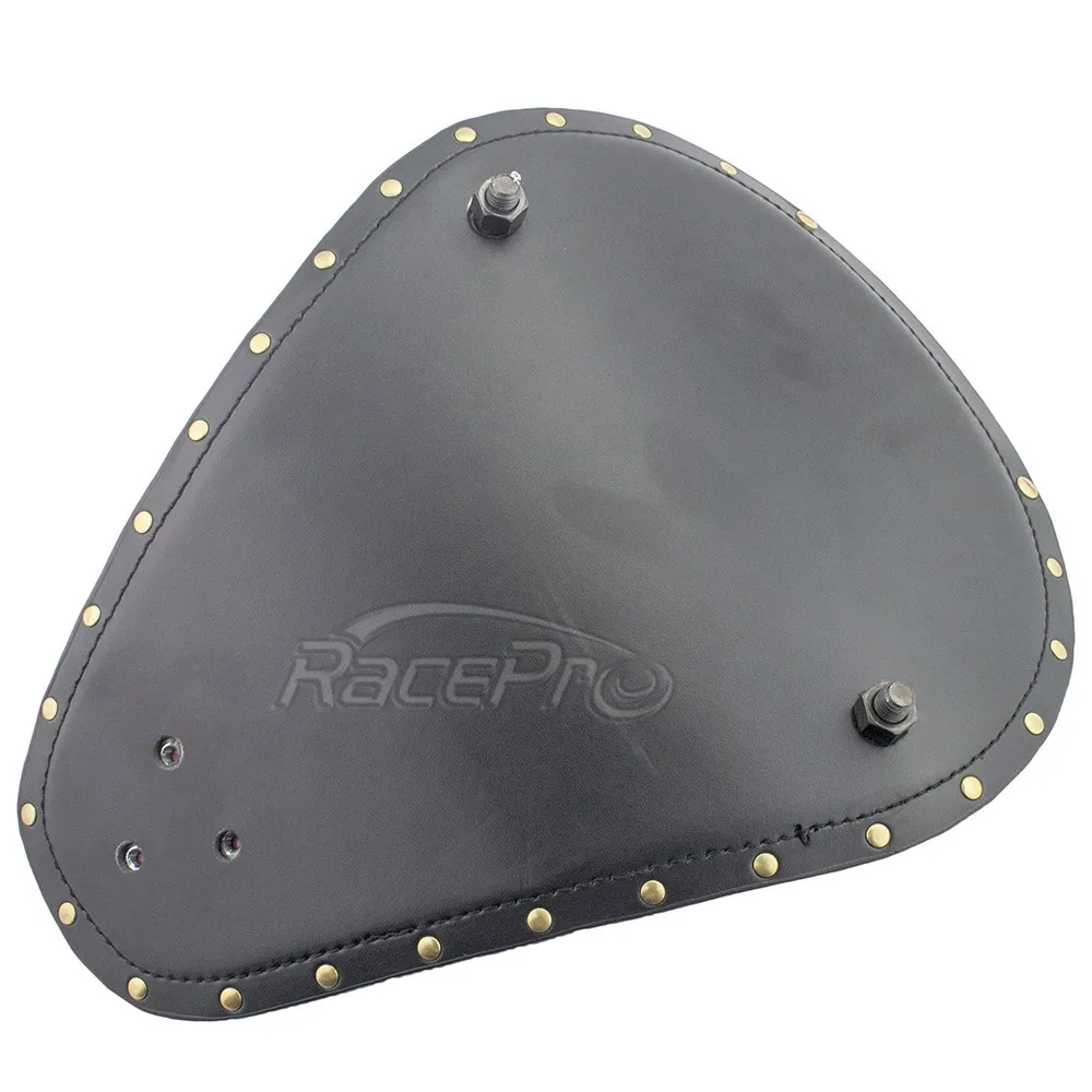 Black Leather Brass Rivets Synthetic Spring Front Solo Seat For Harley ...
