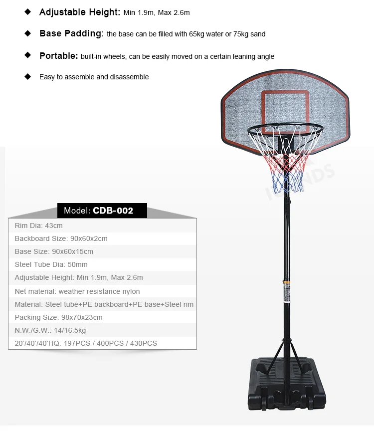 Custom Backboard 10 Foot Adjustable Basketball Goals Basket Ball Hoop ...