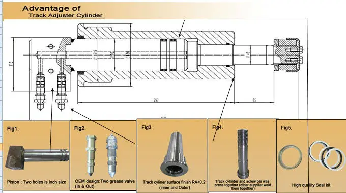 Excavator Track Adjuster Cylinder for PC200-7 & More