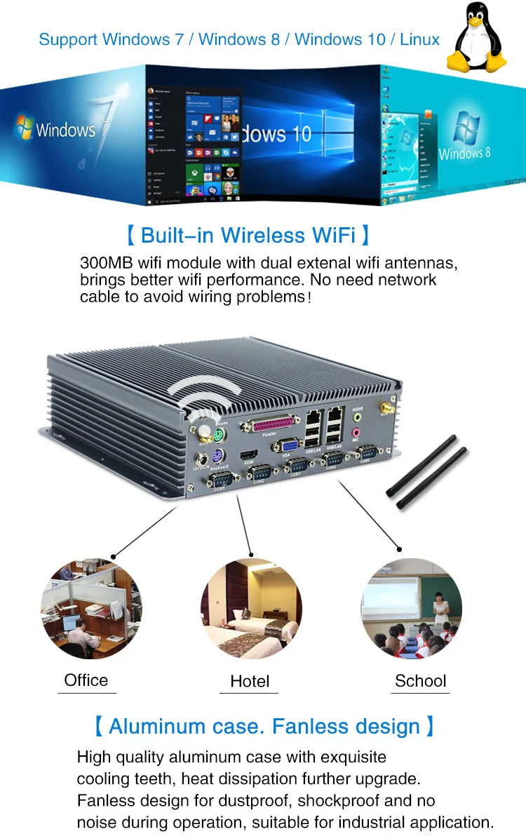 Affordable Fanless Embedded Industrial PC J1900 Mini Computer with ...