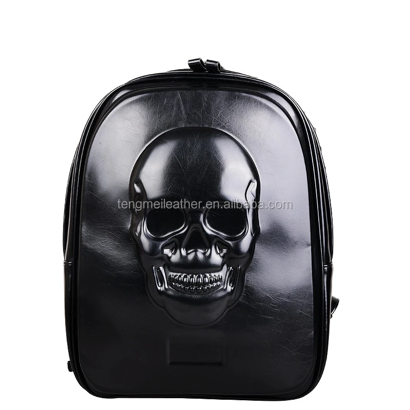 Personality 3d Skull Leather Backpack Rivets Studded Skull Backpack Bag ...