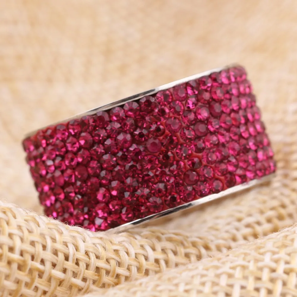 Wholesale 8 Rows Crystal Broad Rings For Women Wide Multicolor ...