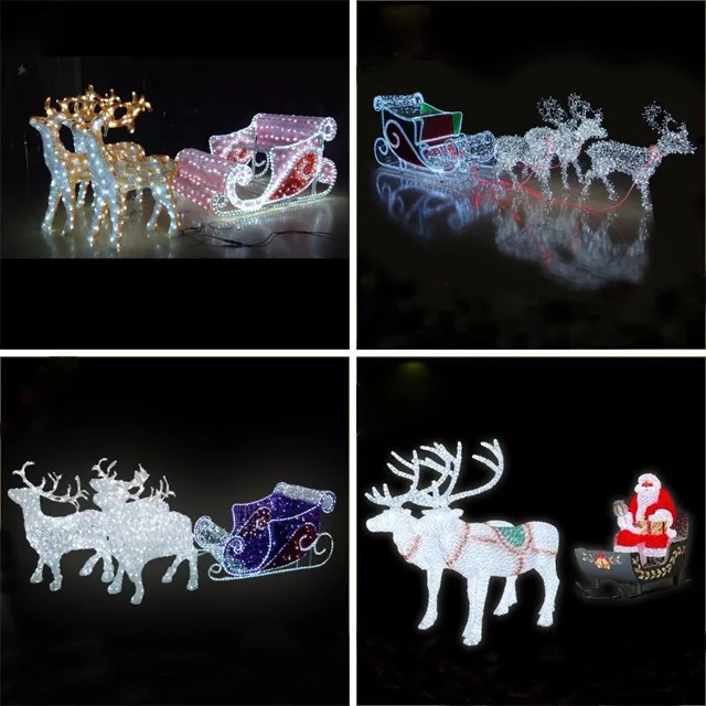 Outdoor Led Garden Lights Santa In Sleigh With Reindeers For Christmas ...