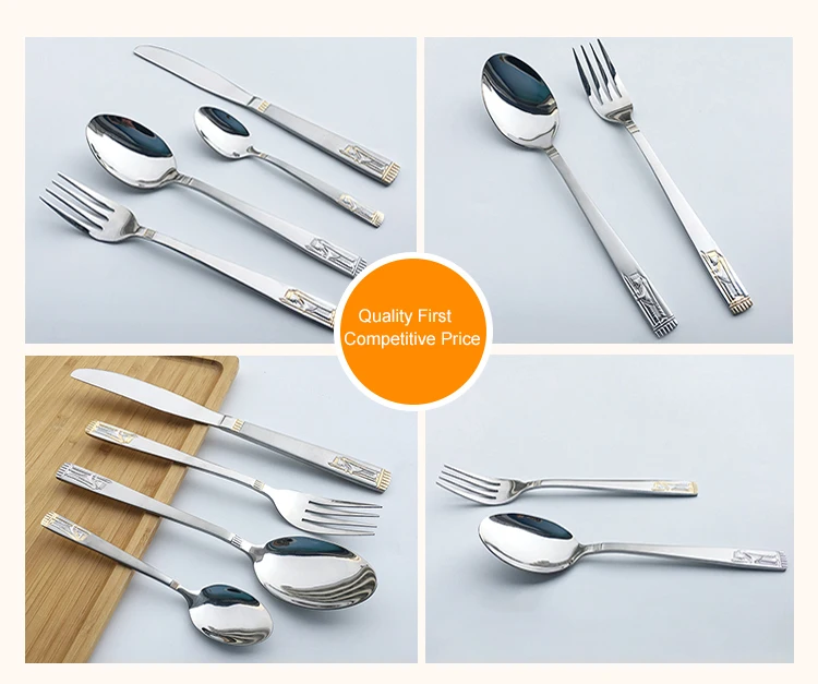 Classic Gold Plated Stainless Steel Buffet Cutlery,Flatware Silverware ...