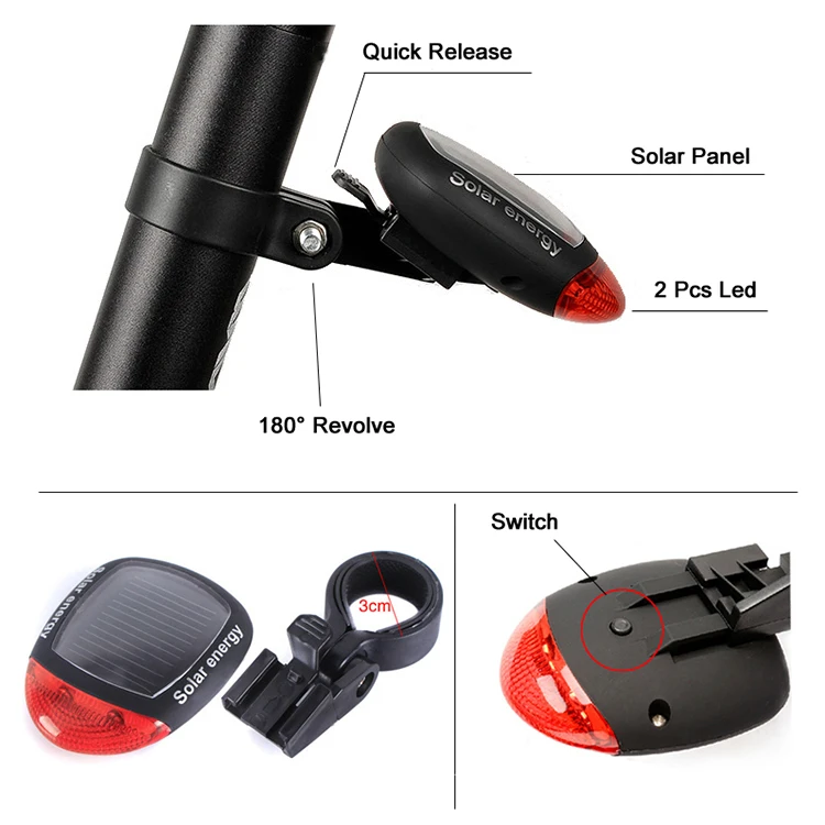 Solar Road Bike Led Bulbs Lamp Promotional Tail Light Bike Solar ...