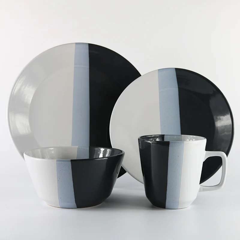 China Factory Two Tone Stoneware Dinnerware Set - Buy Round Dinneware ...
