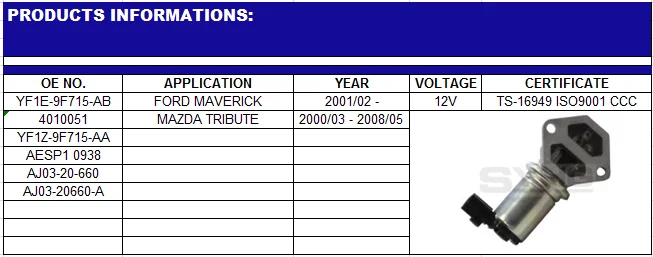 For Ford Auto Parts Yf1e9f715ab/4010051/yf1z9f715aa/a0938esp1/aj03-20 ...