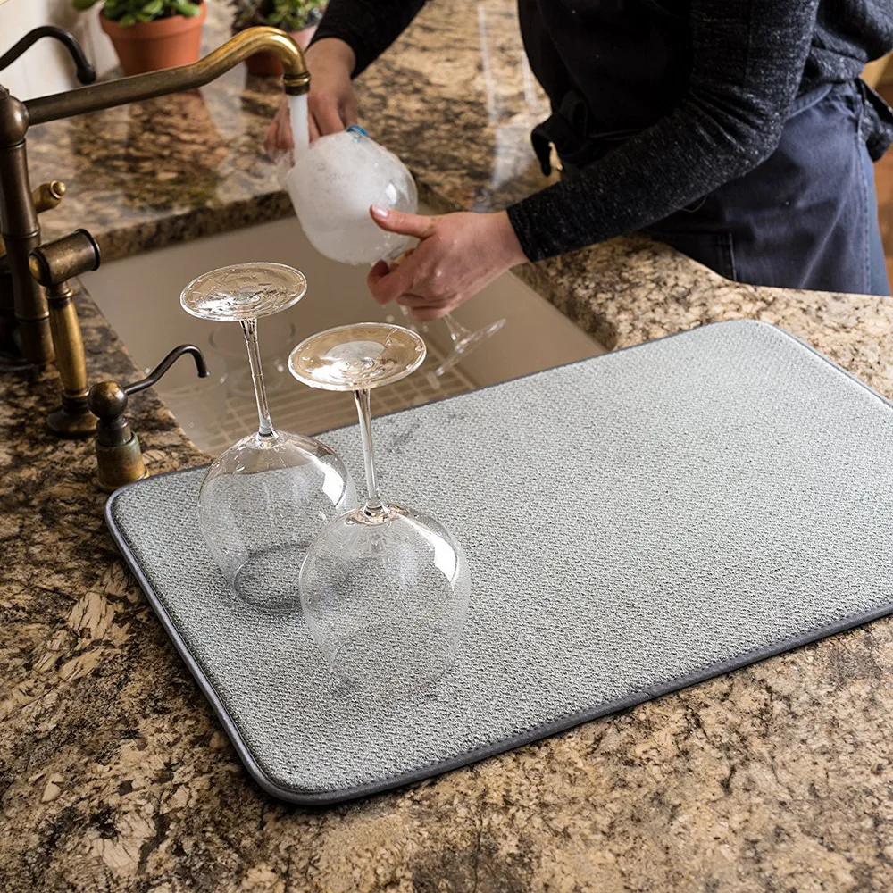 Absorbable Microfiber Dish Drying Mats For Kitchen Countertop Drying ...