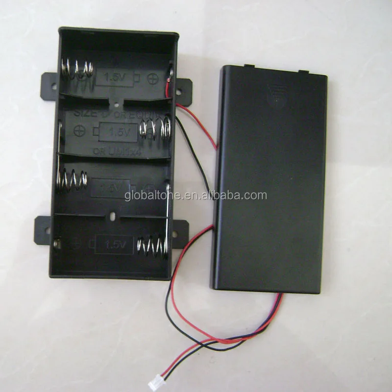 4 X 1.5v D Size Um-1x4 Battery Holder Container With Slide Cover Safety ...