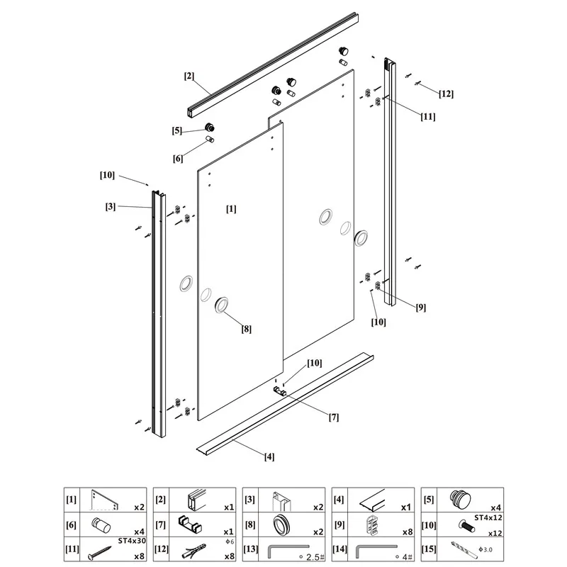 Cambridge Series Double Ways Shower Room Two Door Bypass Frameless ...