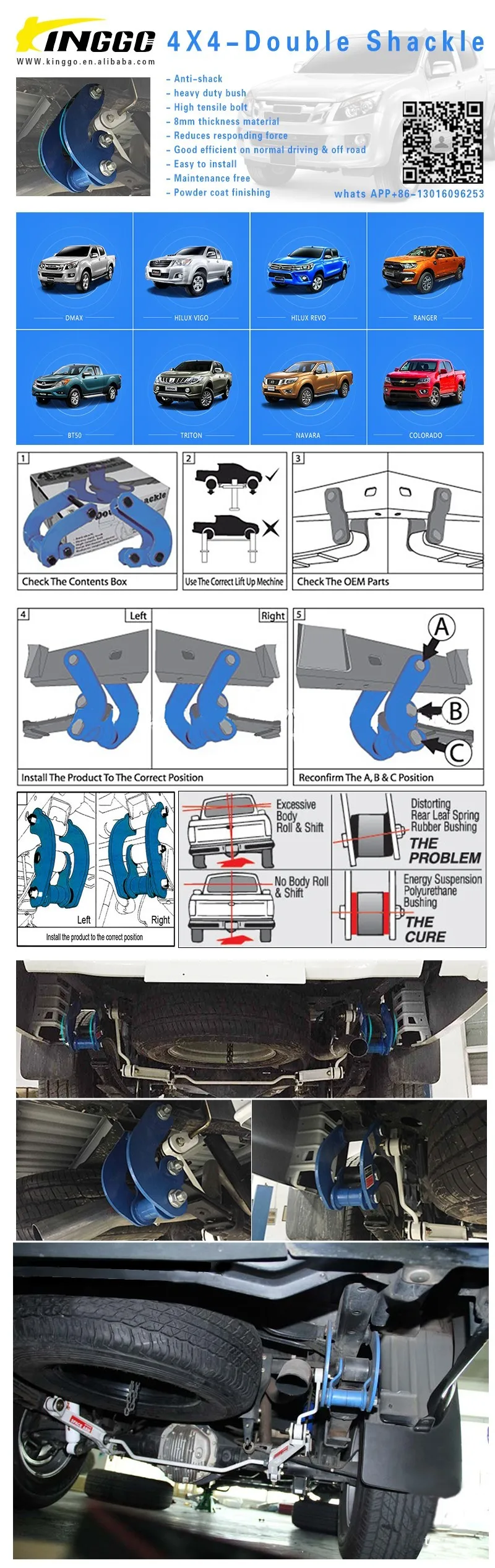 4x4 Shackle Lift Kit - 2inch G Shackles for Triton L200