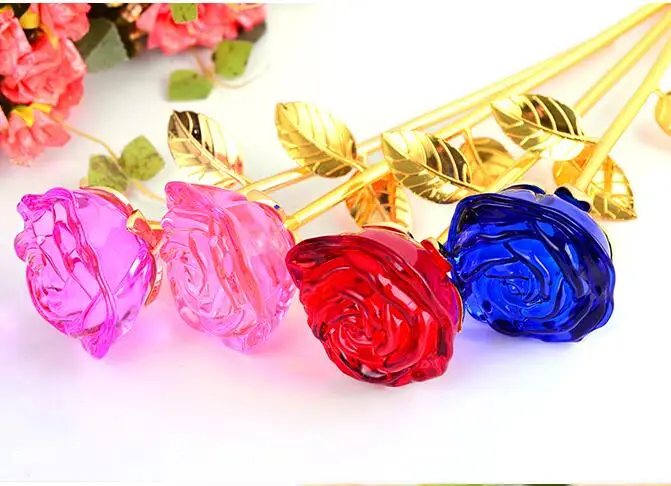 Customizable Crystal Rose Flower Glass for Arts & Crafts ODM