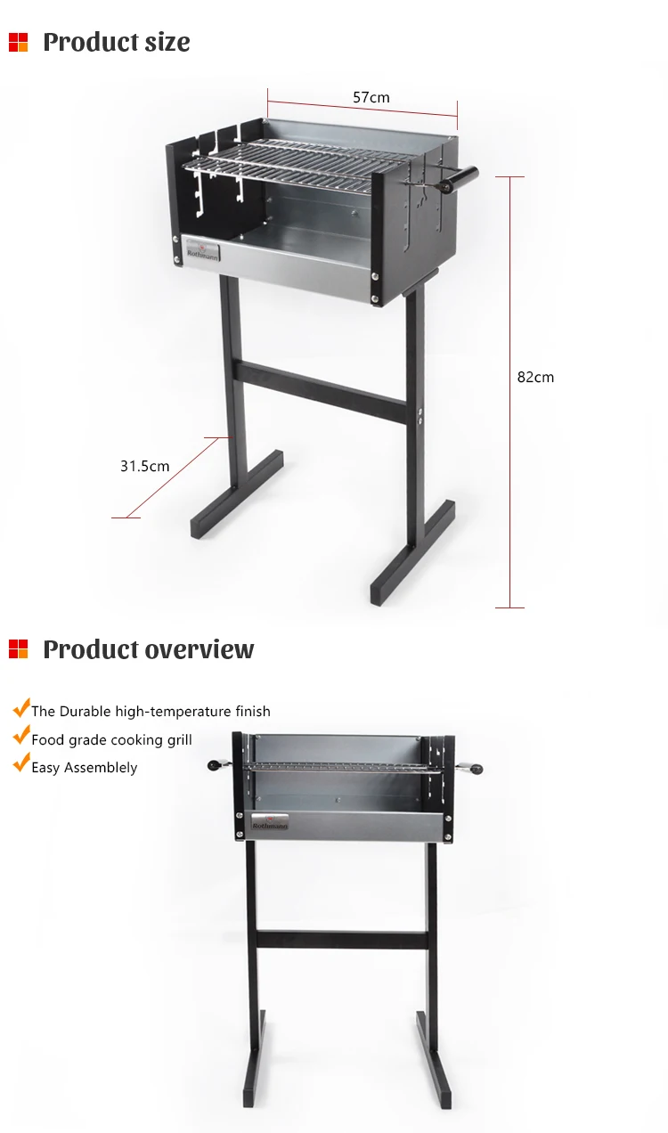 Camping Used Barbeque Rectangle Barbecue Grill Adjustable Cooking ...