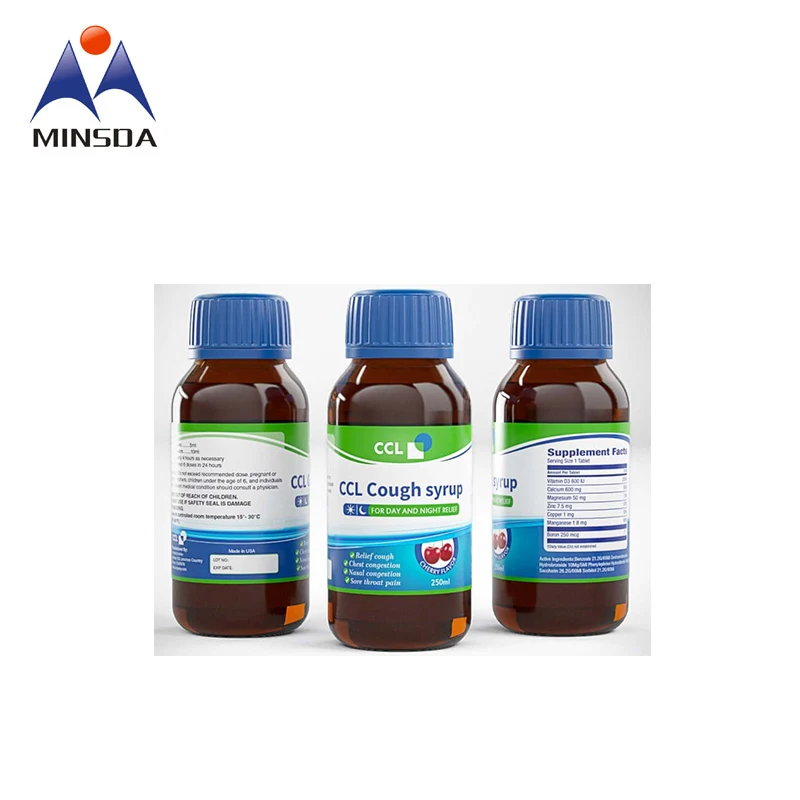 Custom Wholesale Cough Syrup Labels Adhesive Stickers For Cough Syrup ...