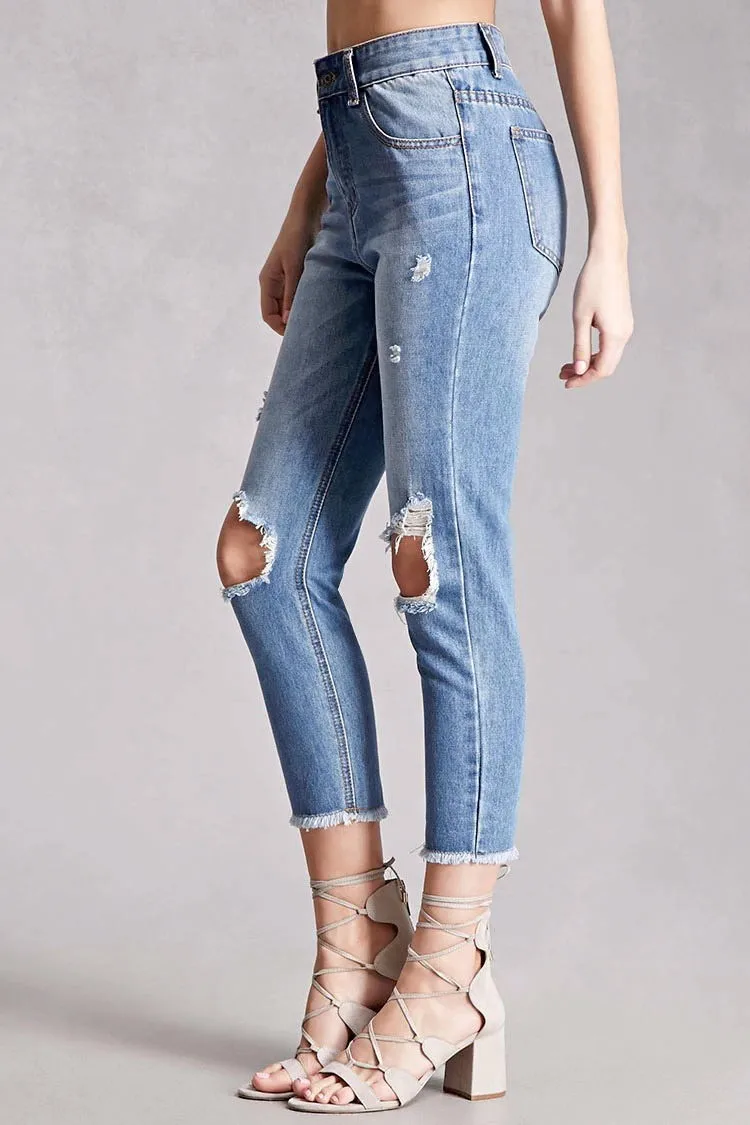 Ladies Jeans Top Design 2017 Latest Women's Washboard Destroy Wash ...