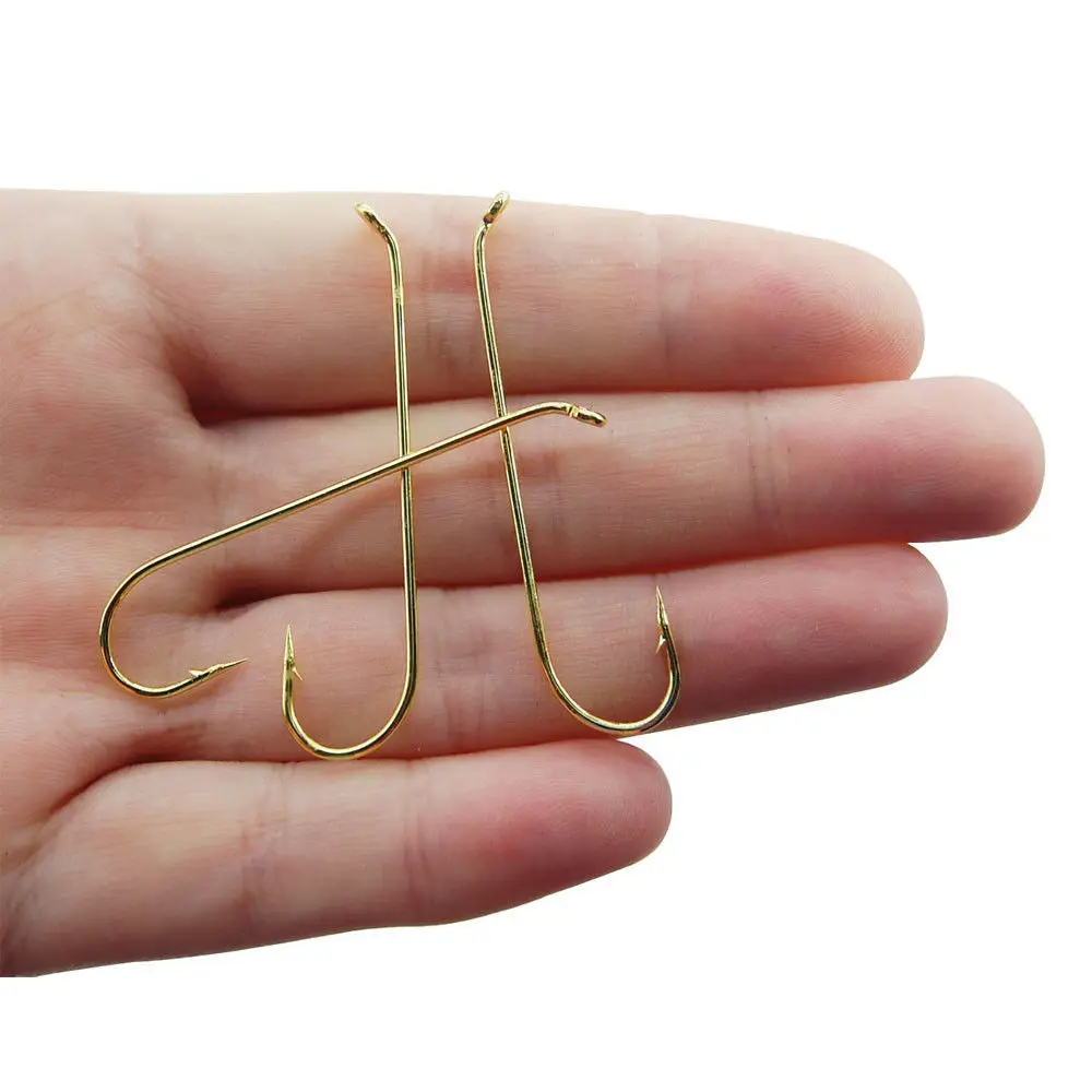 100pcs/bag Long Shank Streamer 79580 Gold High Carbon Steel Fly Tying ...