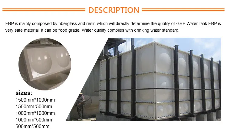 10 Cubic Meter Bolted Modular Water Tank Combined Grp Smc Drinking ...