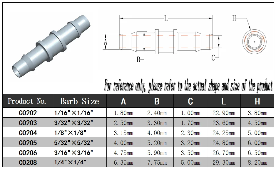 Plastic Rubber Tube Pipe Hose Barb Pp Pipe Connector 1/16 Equal ...