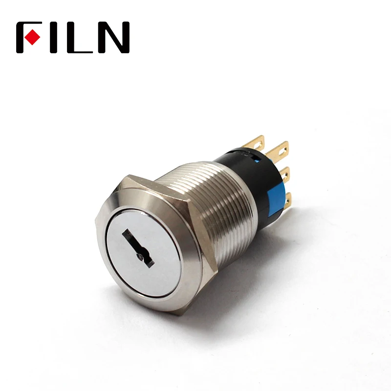 19mm Brass Chrome Key Metal Waterproof Brass 2 Position Push Button ...