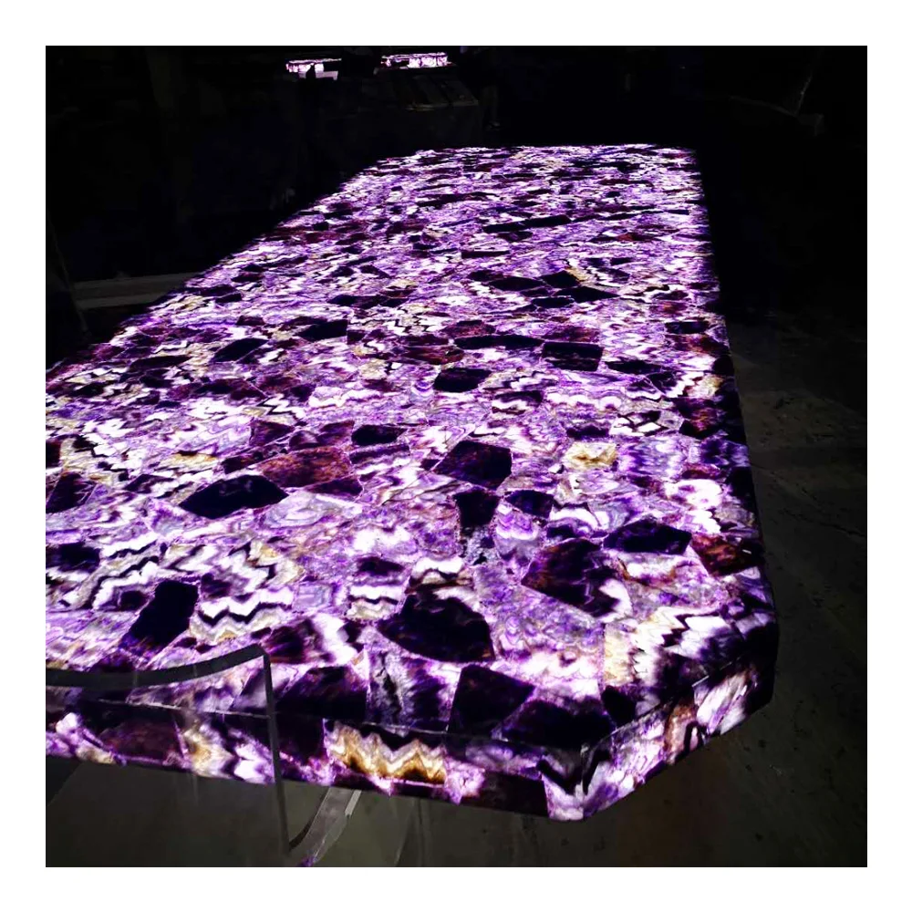 Polished Gemstone Amethyst Faux Marble Panels for Decor