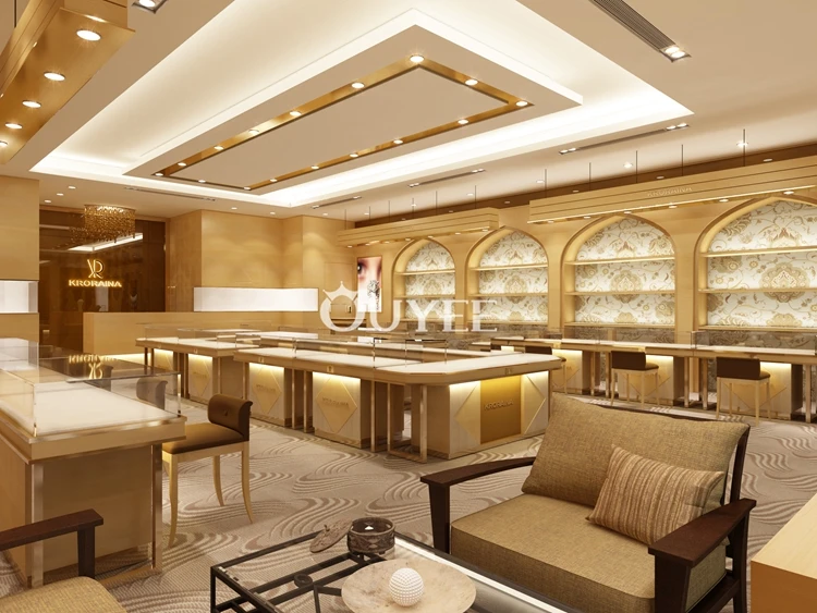 Gold Jewellery Shop Interior Design 3D Rendering