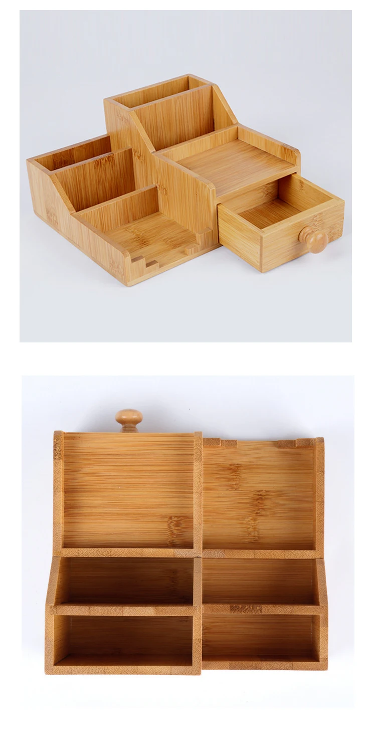Premium Bamboo Desk Organizer For Cosmetic Supplies & Desk Accessories ...