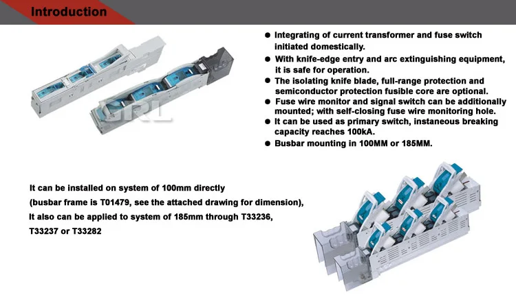 CE Approved 400A 185mm 3P NH2 Plastic Bar Fuse Holder
