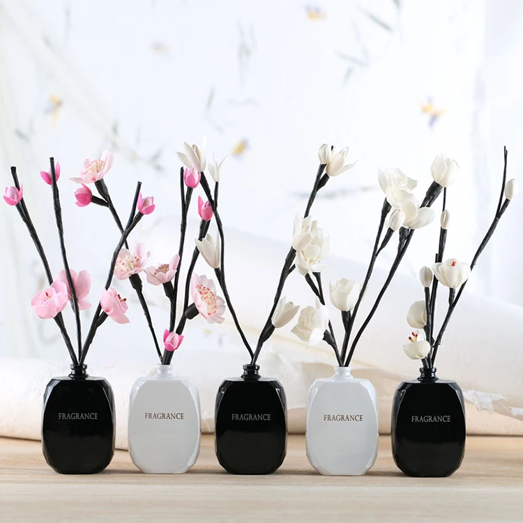 Porcelain air Fresheners Bottle Flower Design Ceramic Reed Diffuser for ...