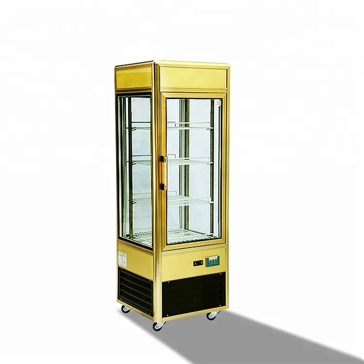 Luxury Golden Color Rotary Shelves Bakery Glass Display Fridge - Buy ...