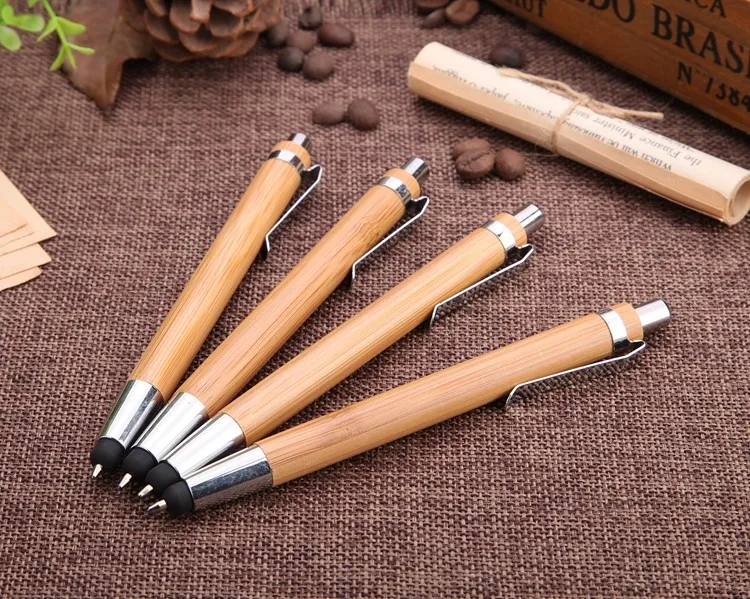 Promotional Customized Bamboo Pen And Stylus Engraved Logo Bamboo Ballpoint Pen With Touch - Buy ...
