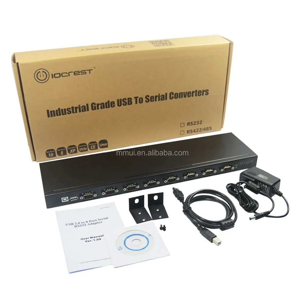 FTDI Chip USB 2.0 to 8 Port RS232 DB9 Serial Converter