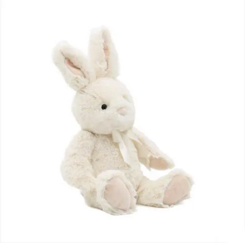 Cute Fluffy Bunny Plush Rabbit Toys Stuffed Animals White/ Grey Easter ...