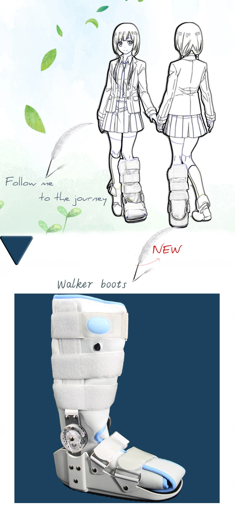 Professional AFO Rigid Adjustable Medical Boot for Ankle Fractures