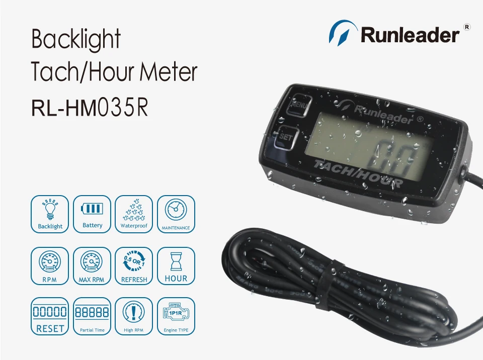Runleader Digital Gas Engine Tachometer For Atv Motorcycle Snowmobile ...