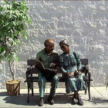Outdoor Garden Decoration Bronze Old Man And Woman Couple Statue - Buy ...