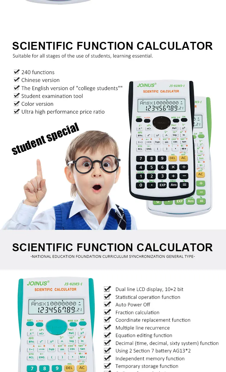 JOINUS Scientific Calculator - 240 Functions for Students