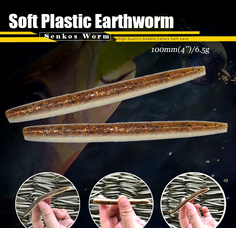 Fishing Lure Stick Senko Worm 10cm 6.5g 8pcs Bass Soft Silicon Worm ...