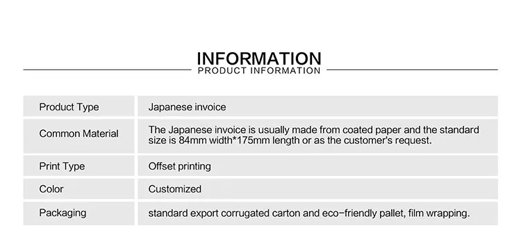 Custom coated paper Japanese invoice printing| Alibaba.com