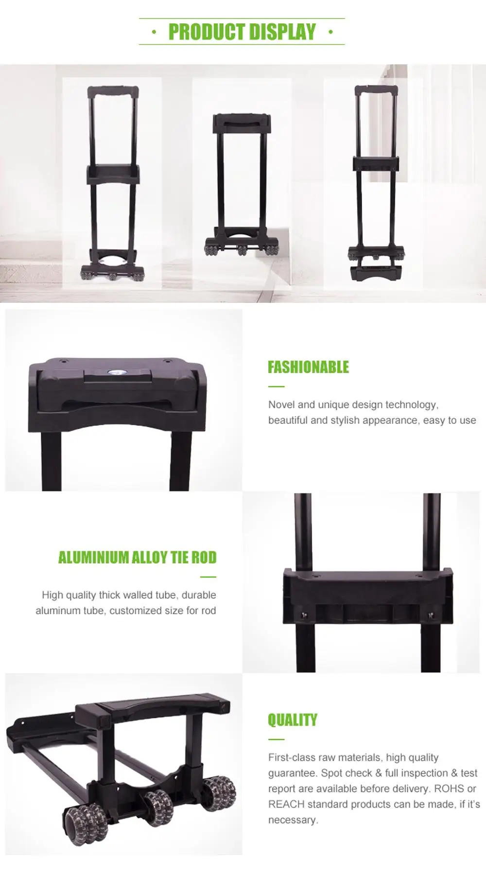 New Design Trolley Handle With Luggage Wheel Telescopic Trolley Handle ...