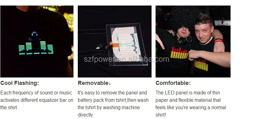 Custom Design T Shirt Led Activated - Buy T Shirt Led Activated Product ...