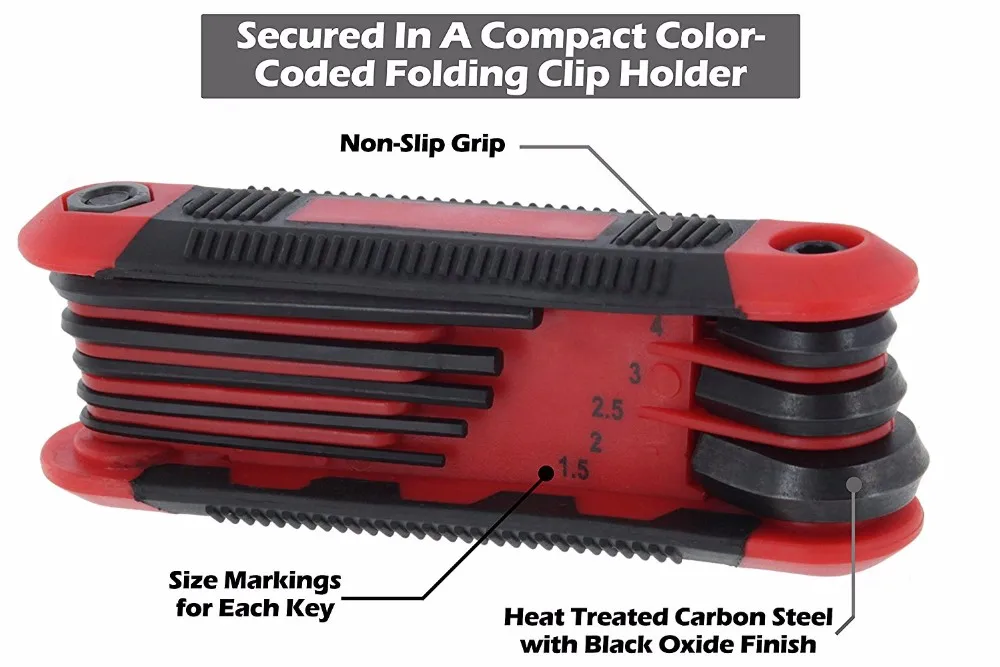 8pcs Red Folding Metric Mm Hex Socket Driver - Durable & Versatile