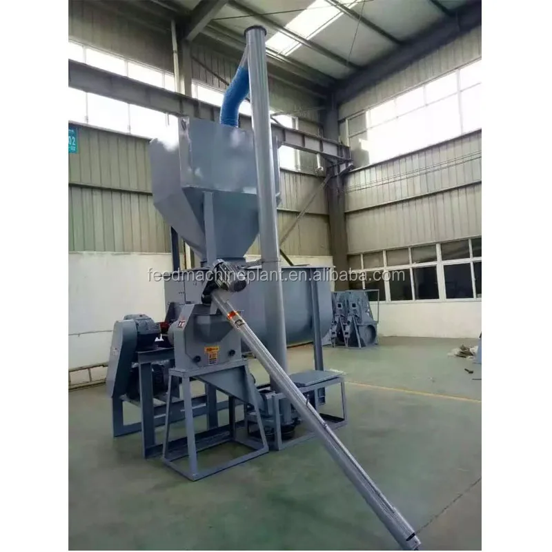 Horizontal Mini Animal Feed Mill Mixer Plant With Hammer Mill Crusher ...