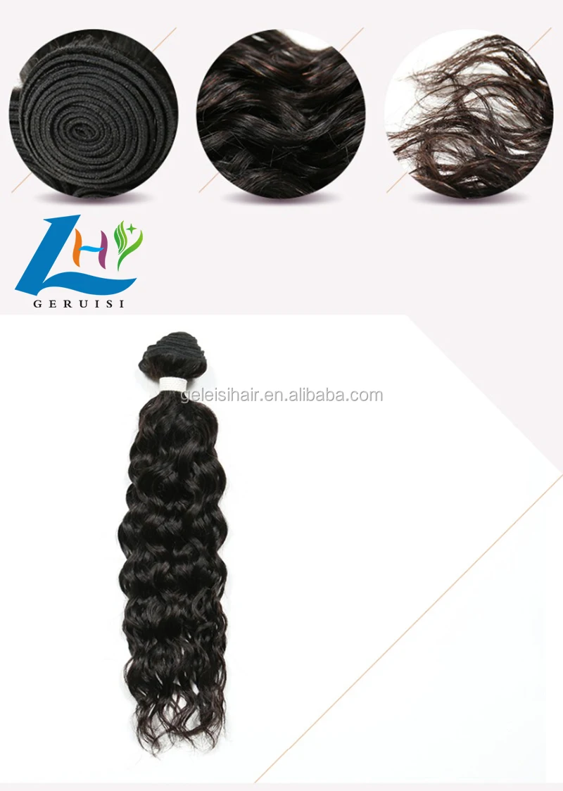 12A Grade Water Curl Human Hair Extension Flat Weft Water Wave Natural ...