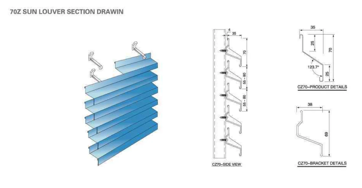 Aluminum Louver - 132Z Roll Former Panel Louver for Sun Shading
