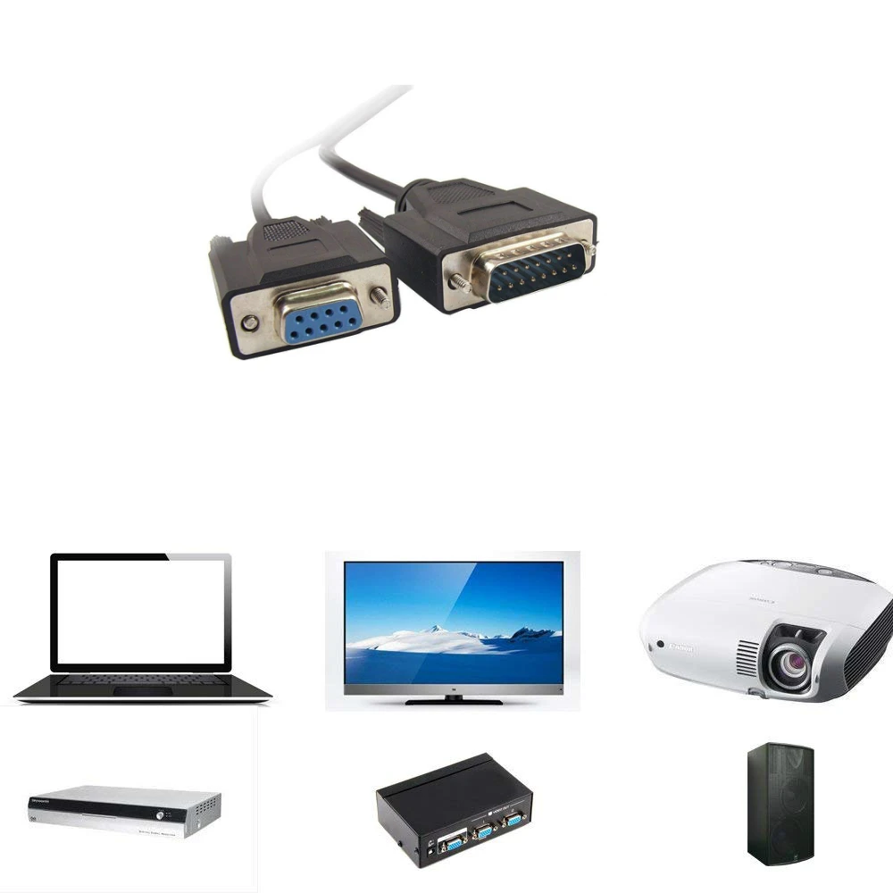 Db9 Coaxial Coiled Video Monitor Adapter Connector Vga Extender Db15 ...