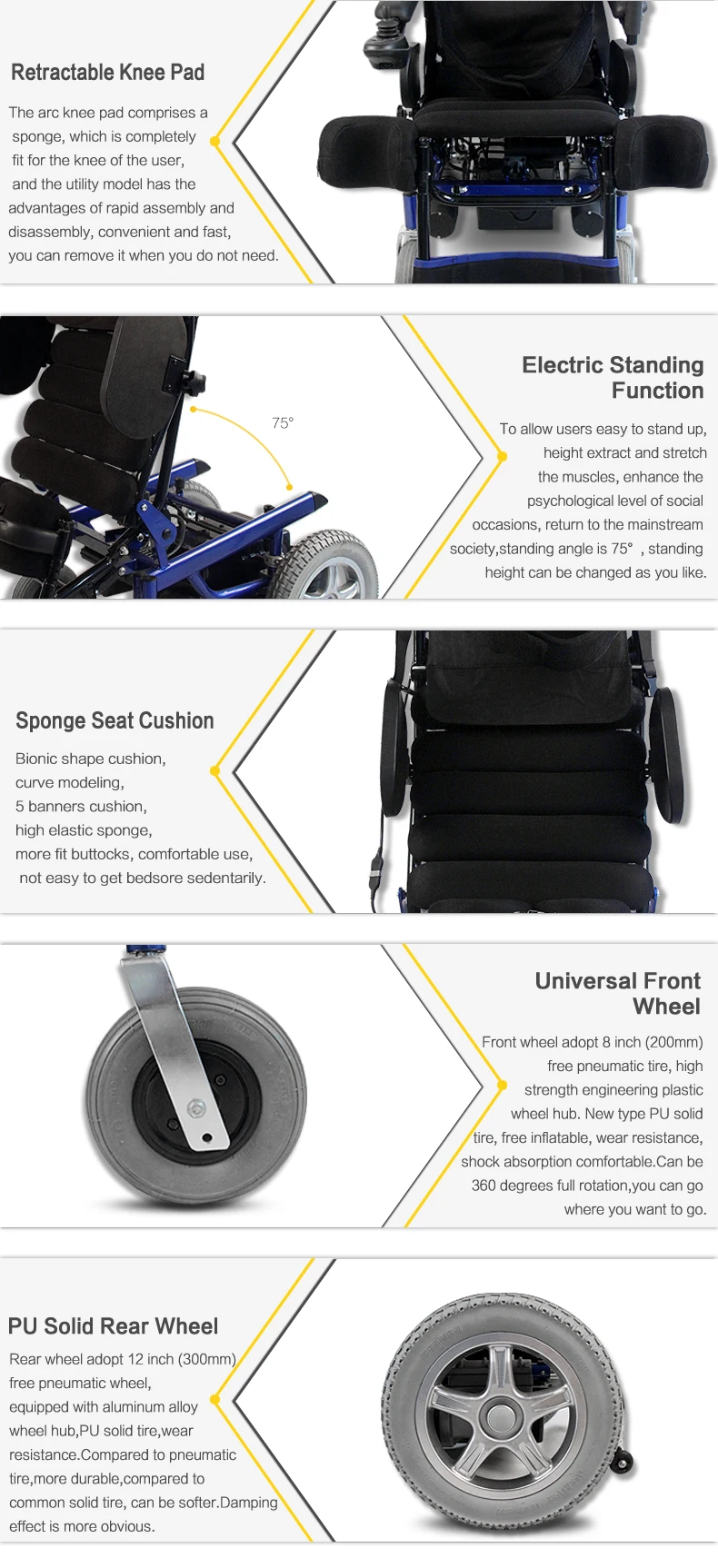 Wheelchair That Lifts up - Stand Power Wheel with Rubber Wheels