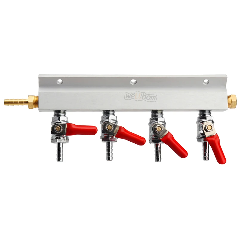 Homebrew 4 Way Gas Distributor Aluminum Co2 Splitter Beer Gas Manifold ...