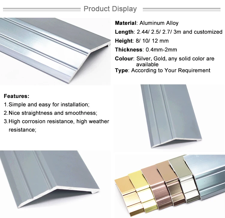 Reducer Transtion Aluminum Tile Trim Floor Strip Tiling Strips - Buy ...