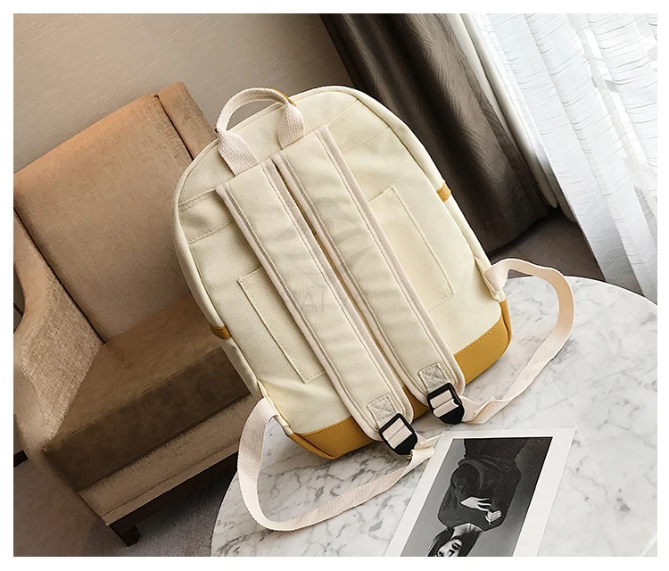 Lightweight Beige Girls Small Canvas Travel Bag Back Pack For Women ...